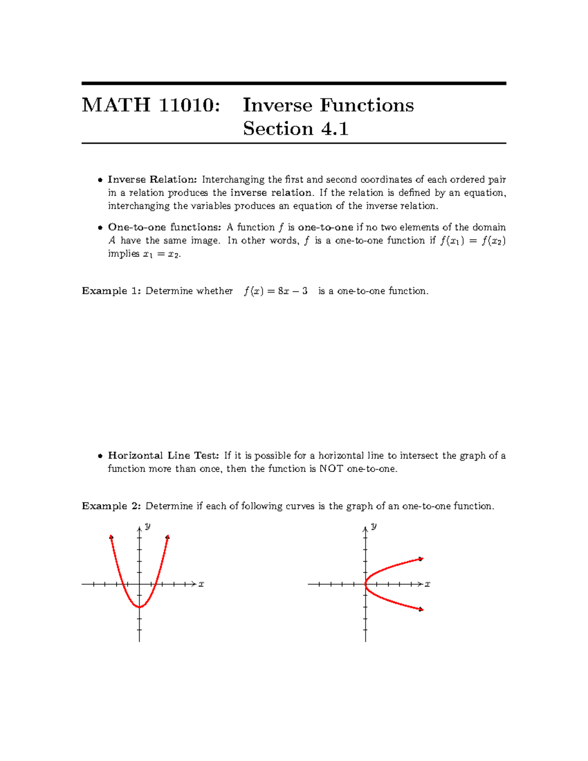 Inverse Functions - Section 4. Inverse Relation:Interchanging the first ...