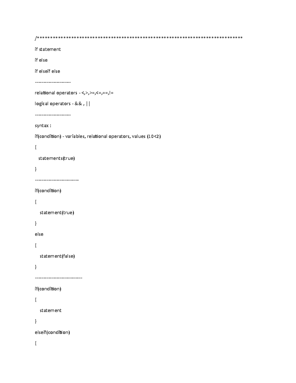 Conditional statement - - Studocu