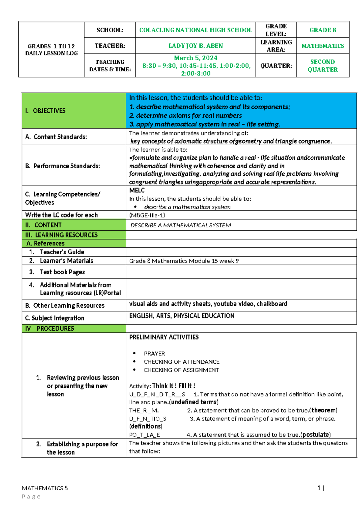 Lesson-PLAN-6-DEMO-CO - GRADES 1 TO 12 DAILY LESSON LOG SCHOOL ...
