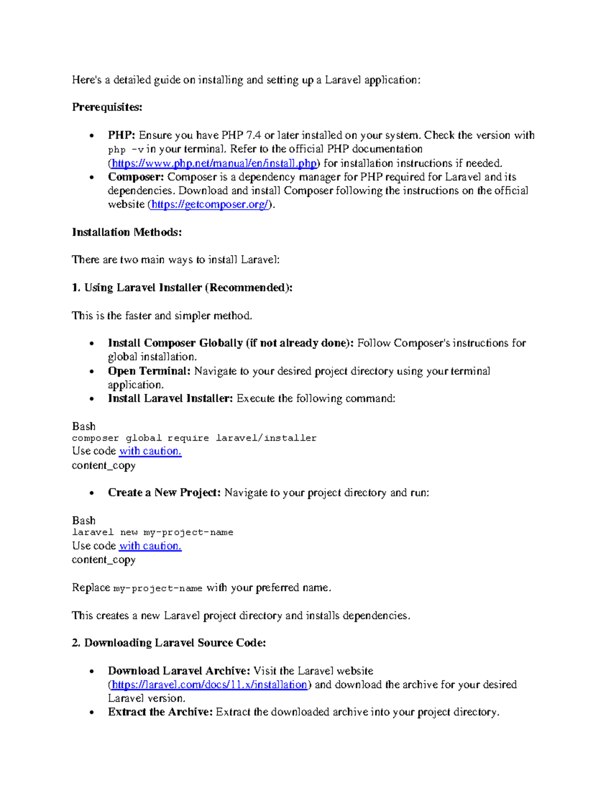 Detailed guide on installing and setting up a Laravel application - Here's a detailed guide on ...