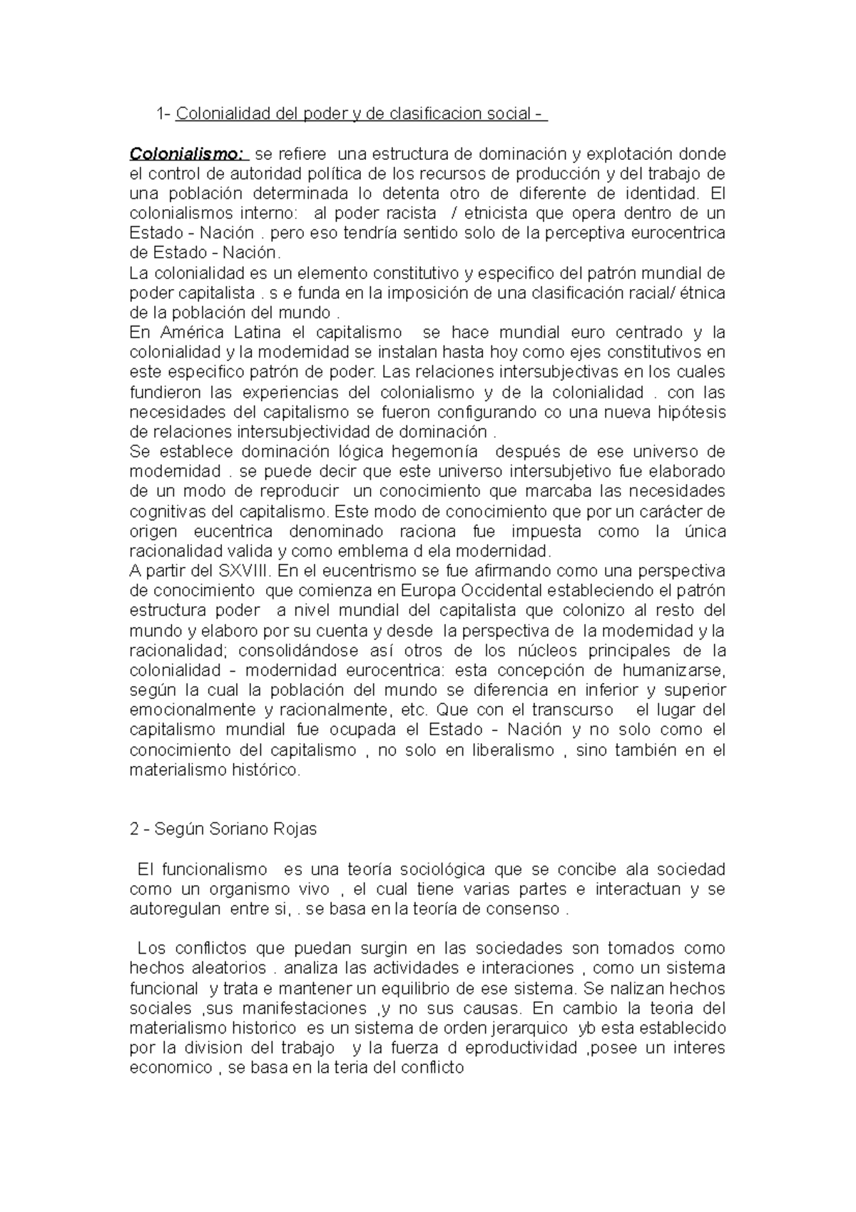 Colonialidad sanchez - 1- Colonialidad del poder y de clasificacion ...
