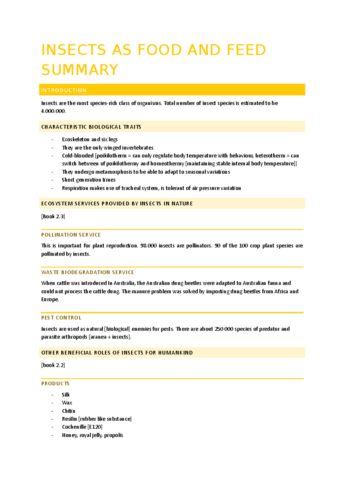 Insects as Food and Feed summary - INSECTS AS FOOD AND FEED SUMMARY ...