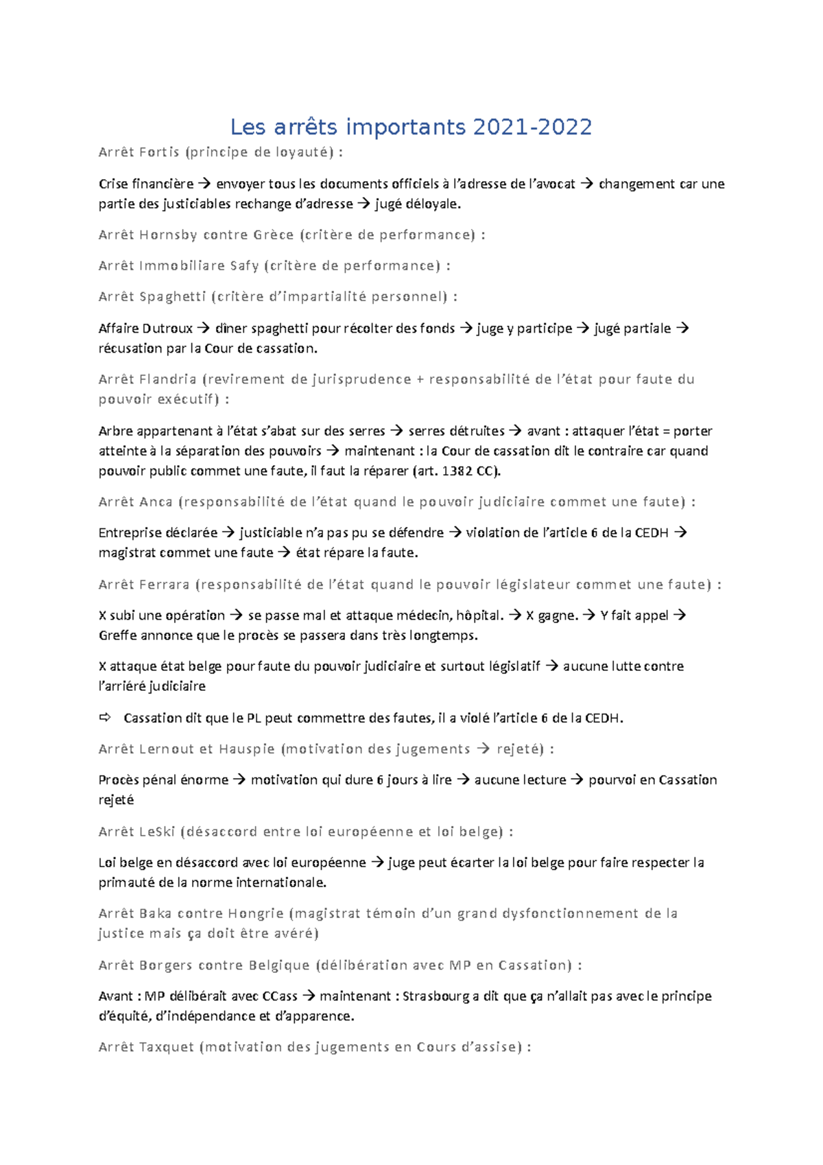 Les arrêts importants 2021-2022 - Les arrêts importants 2021- Arrêt ...