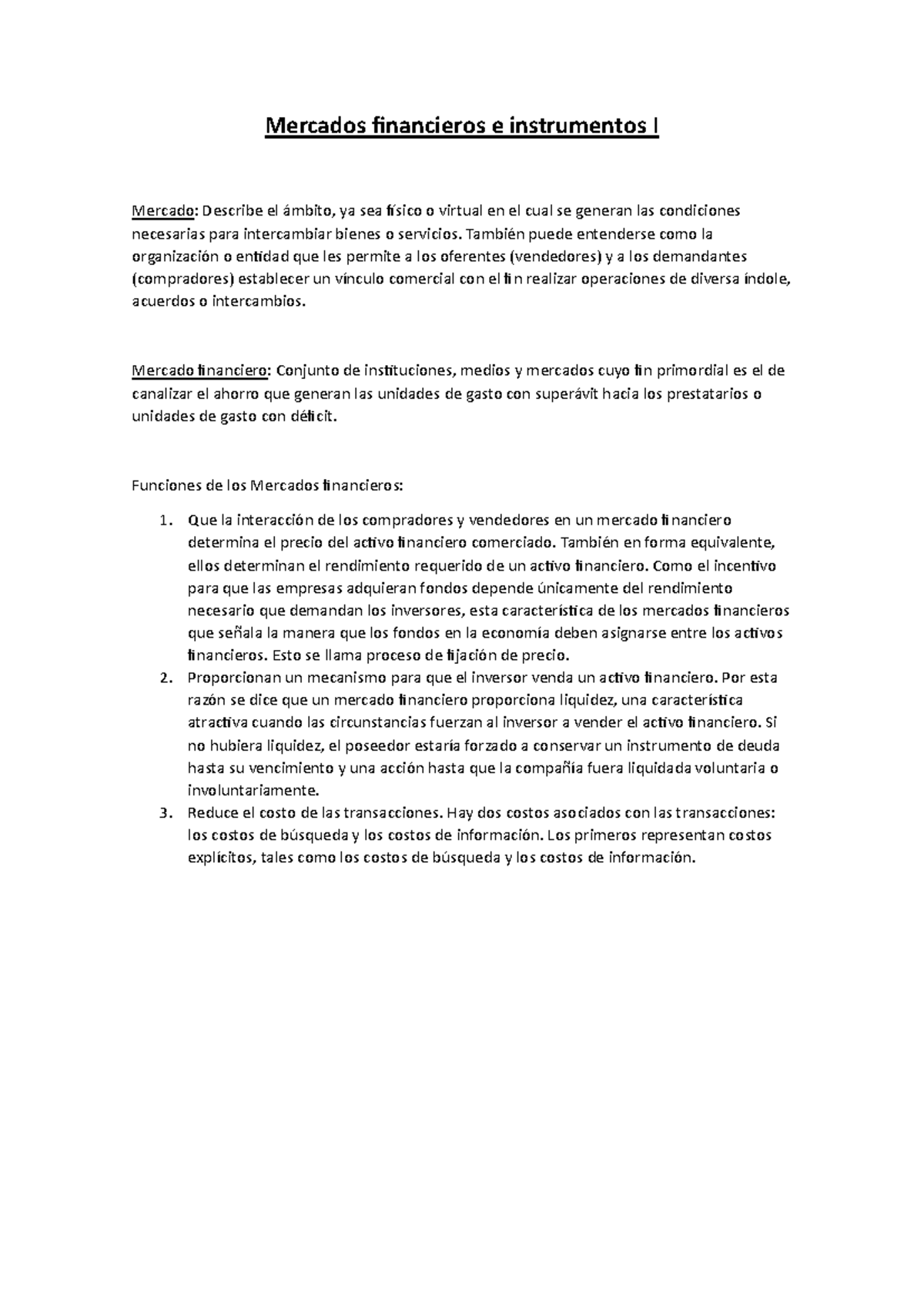 Mercados Financieros E Instrumentos I Mercados Financieros E