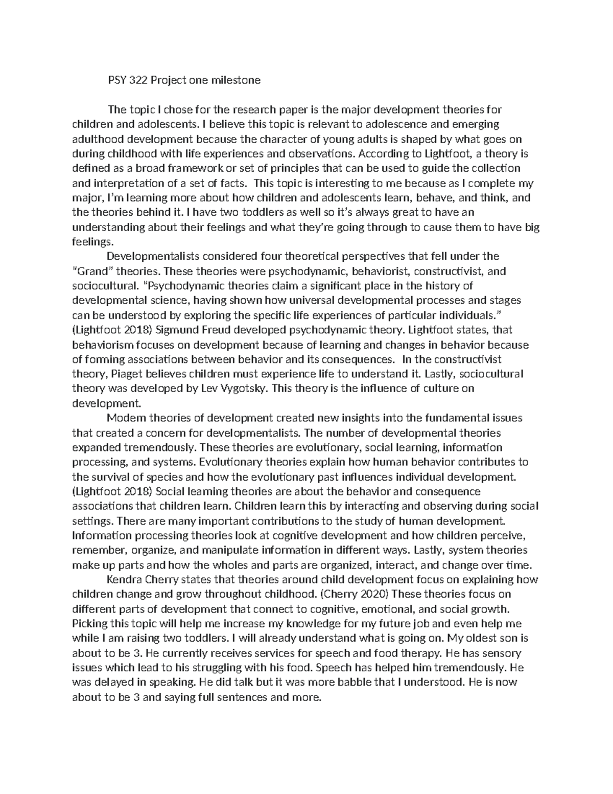 PSY 322 Project one milestone - PSY 322 Project one milestone The topic I chose for the research ...