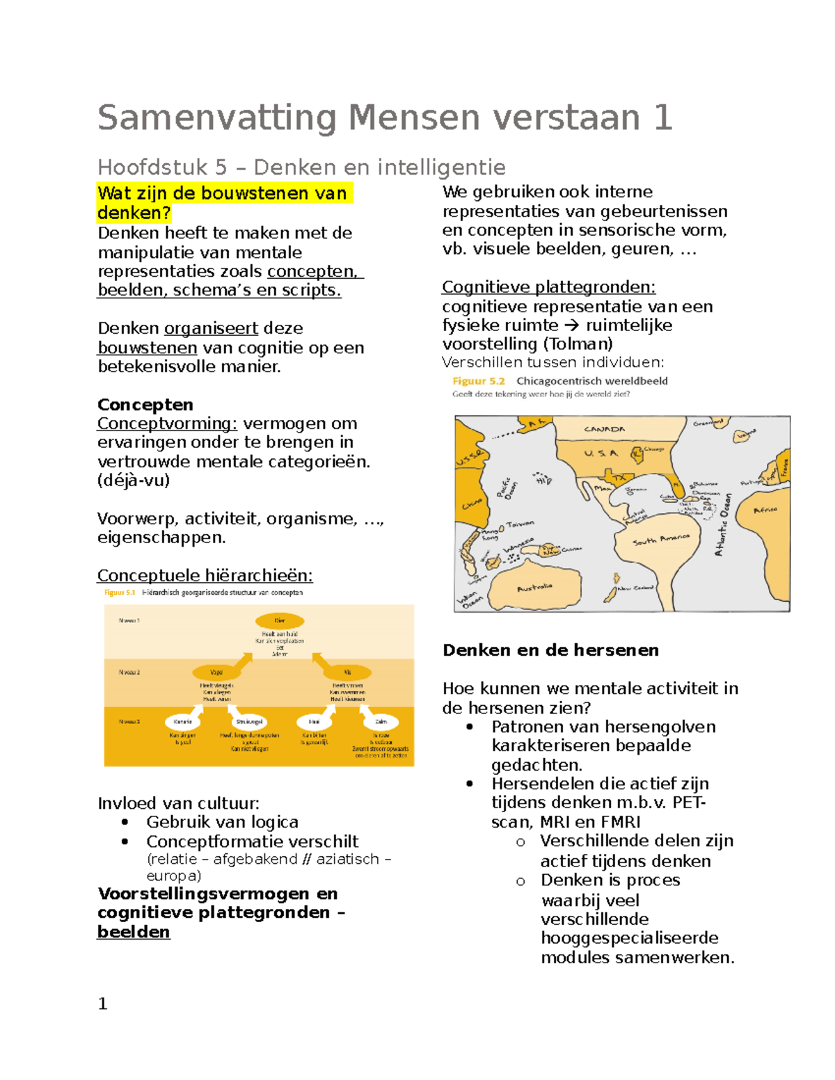 Samenvatting Mensen verstaan 1 - Denken organiseert deze bouwstenen van ...