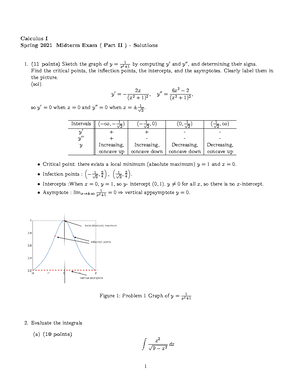 Part2 - final exam - Calculus I Spring 2021 Midterm Exam ( Part II ...