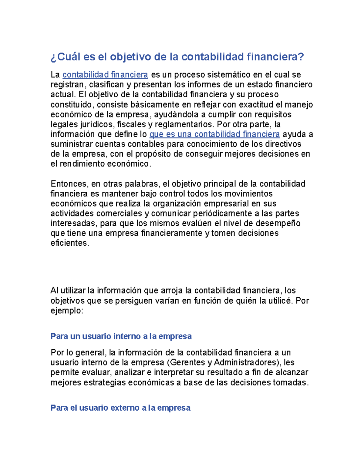 Contabilidad en los negocios - ¿Cuál es el objetivo de la contabilidad ...