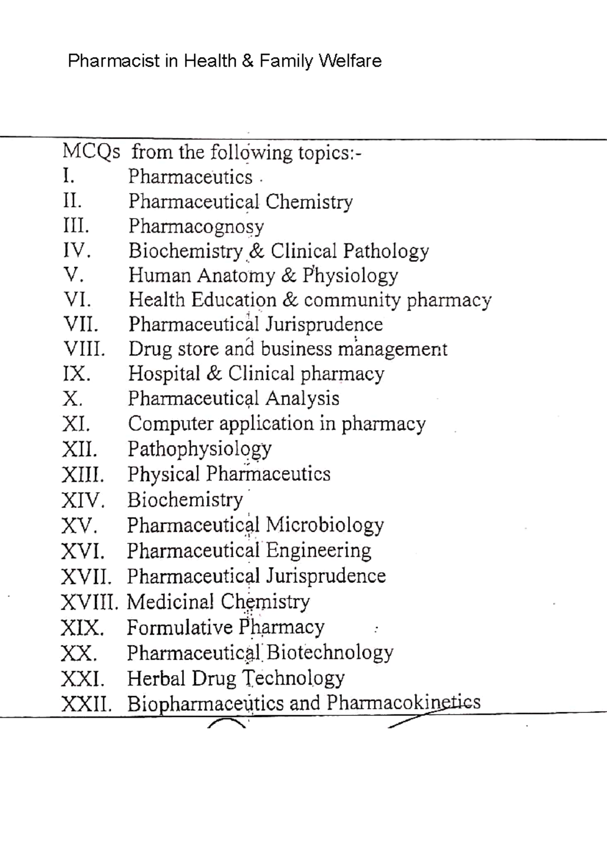 Pharmacist in h fw deptt 1 - Industrial Pharmacy - Pharmacist in Health & Family Welfare - Studocu