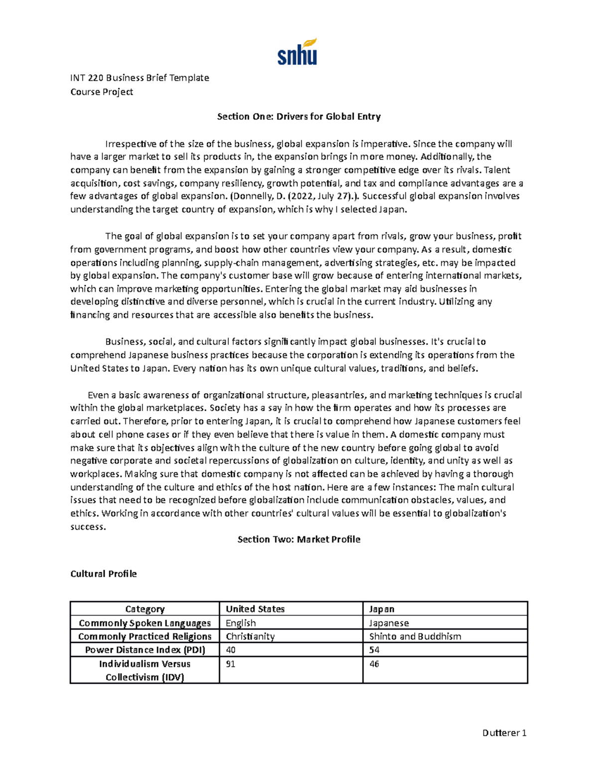 INT 220 Business Brief Template - INT 220 Business Brief Template ...