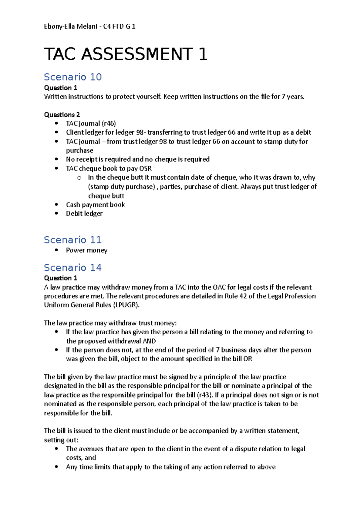 TAC Assessment 1 - trust accounts assignment 1 - TAC ASSESSMENT 1 ...