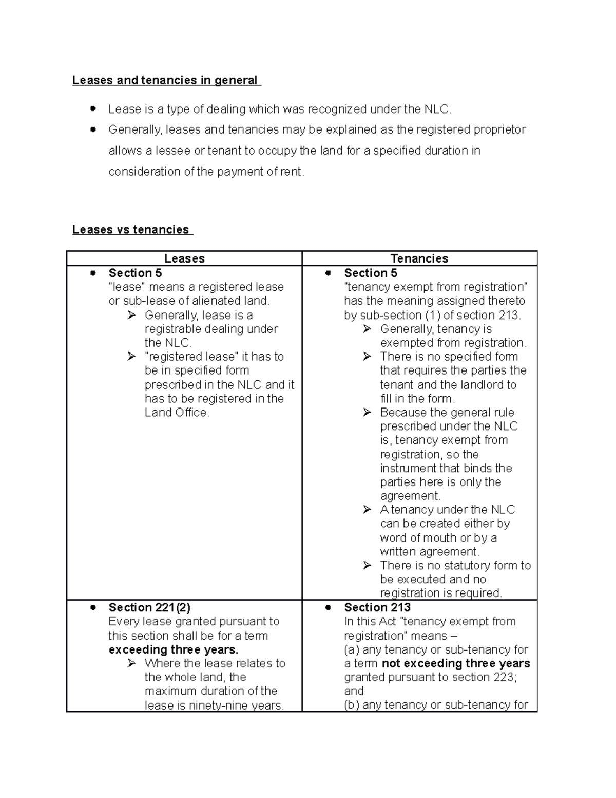 Leases and Tenancies - lecture notes. - Leases and tenancies in general ...
