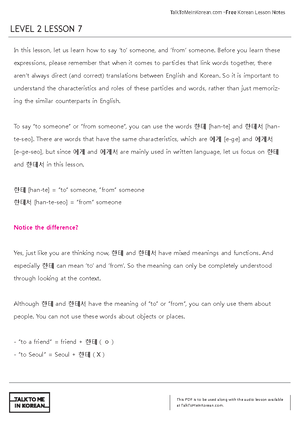 Talk To Me In Korean Level 2 Lesson 4 - TalkToMeInKorean - Free Korean ...