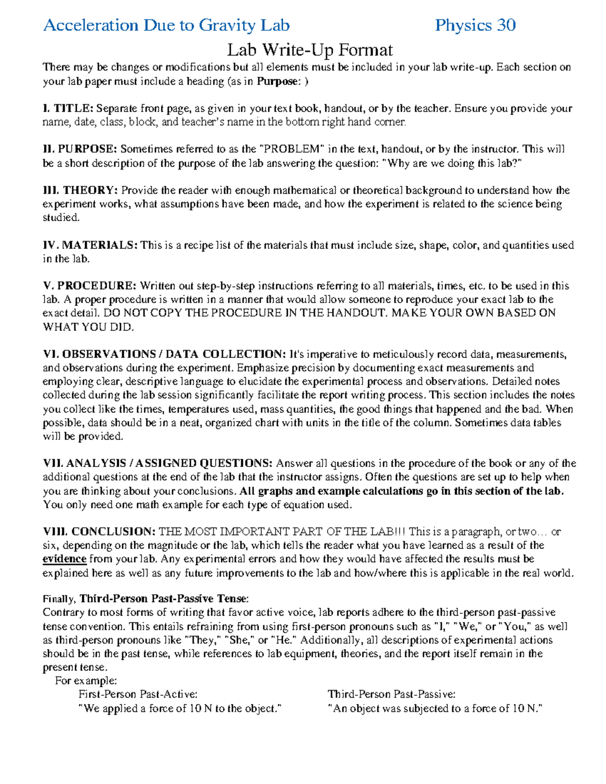 06 - Acceleration Due to Gravity Lab2024 - Lab Write-Up Format There ...