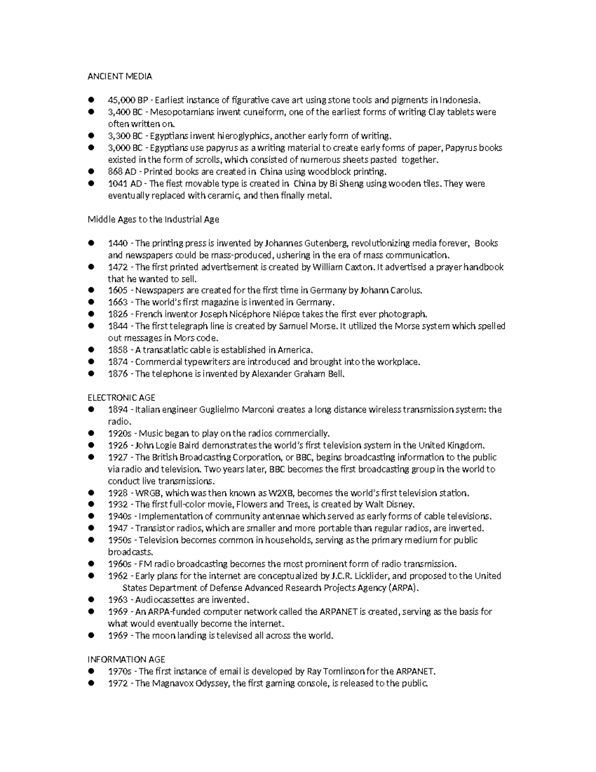 Evolution OF Media - none - ANCIENT MEDIA 45,000 BP - Earliest instance ...