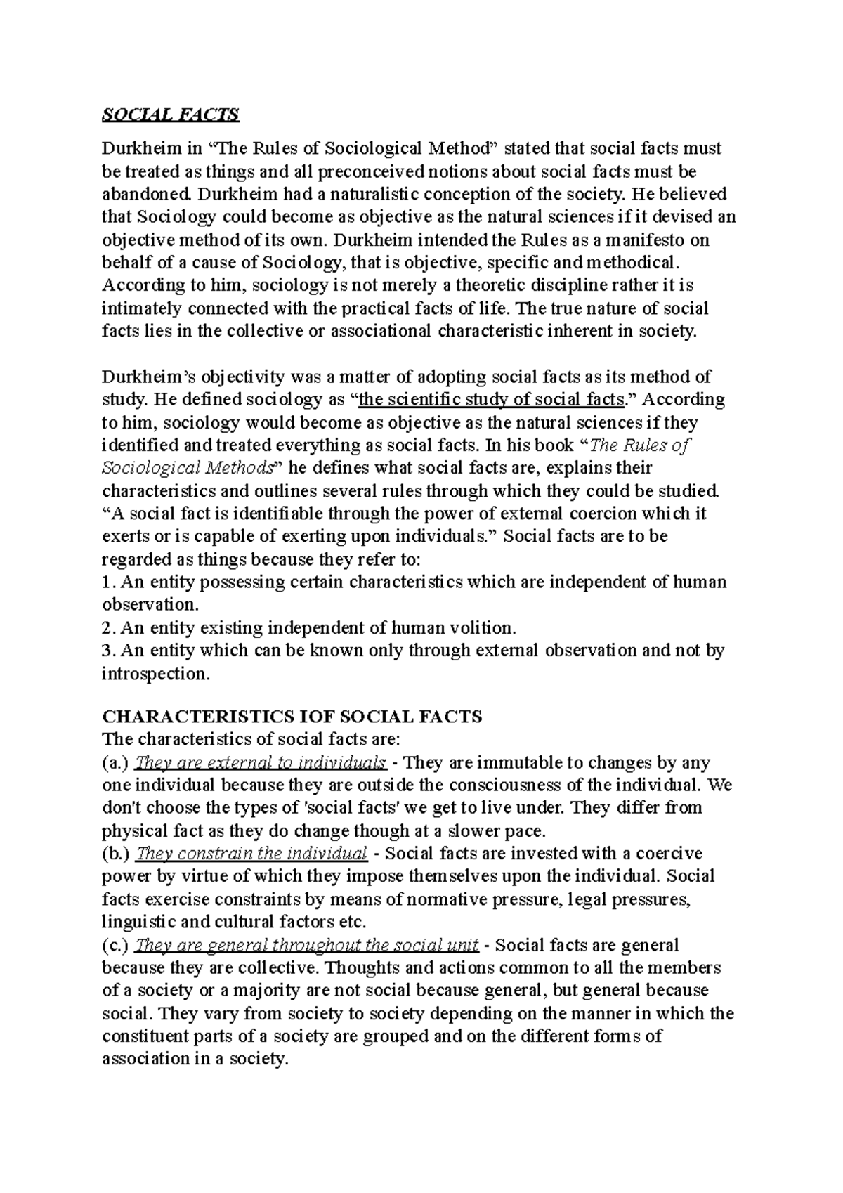 Suicide+social facts - good - SOCIAL FACTS Durkheim in “The Rules of ...