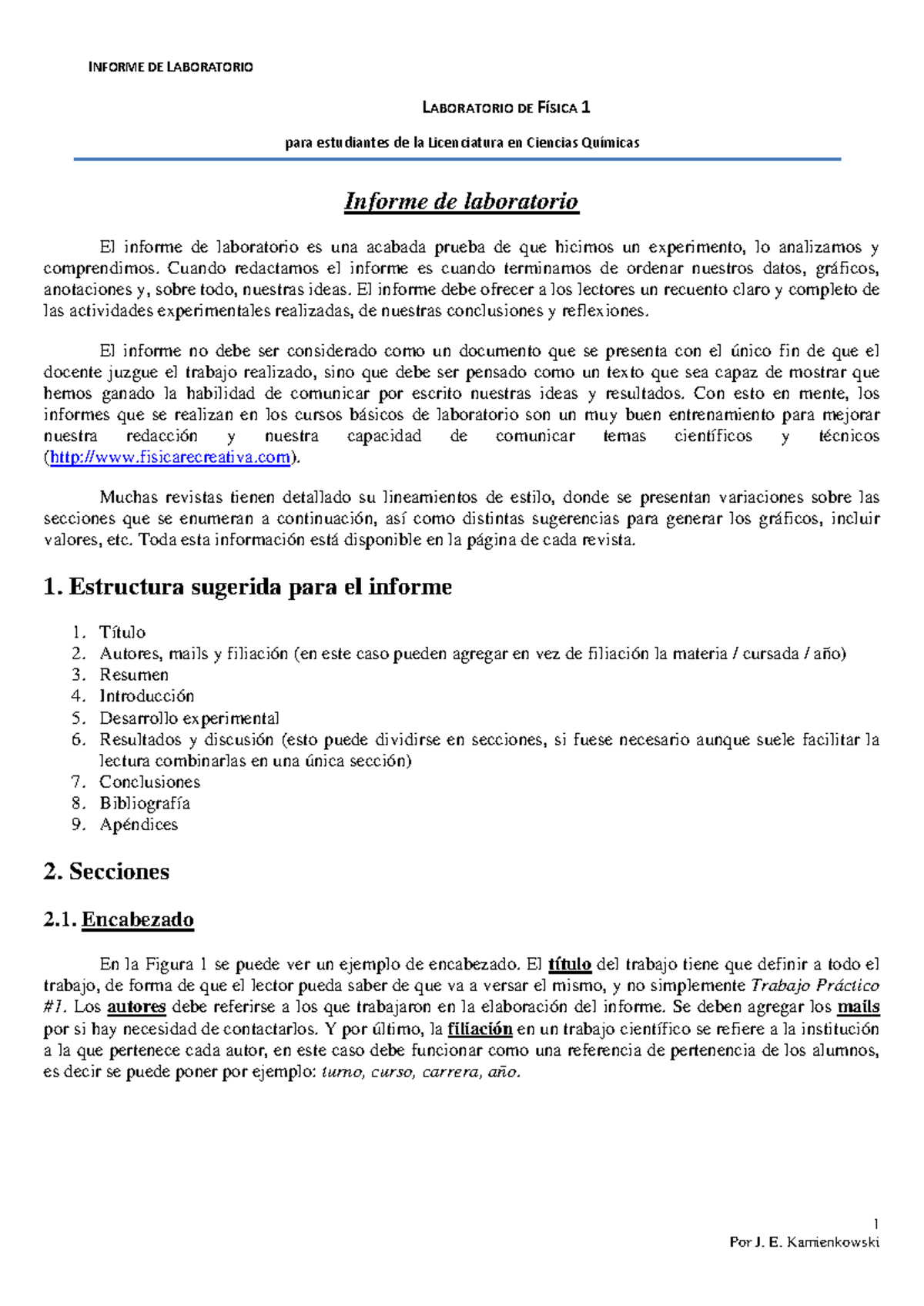 Apunte informe - Una descripción consiste en dar una referencia ...