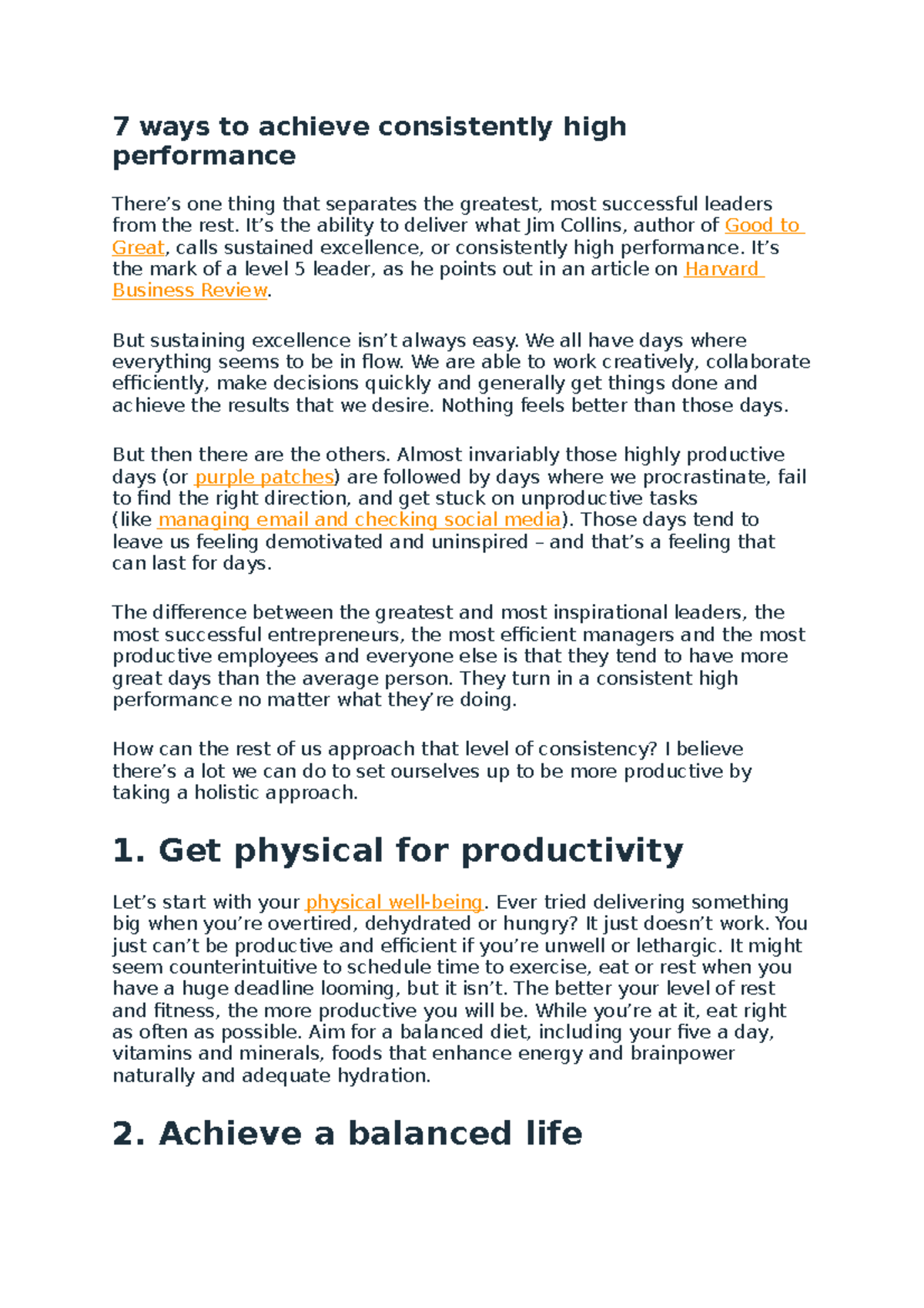 7 ways to achieve consistently high performance - 7 ways to achieve ...