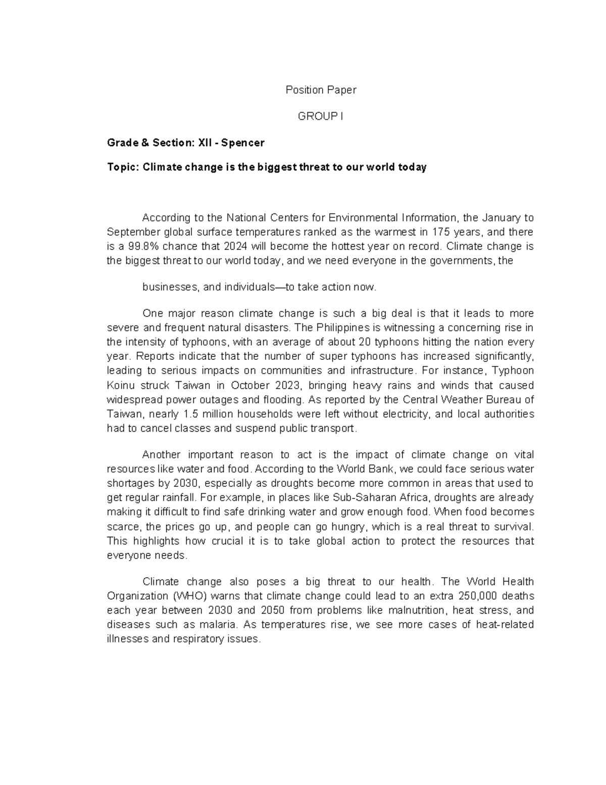 EAPP-position-paper - jff - Position Paper GROUP I Grade & Section: XII ...