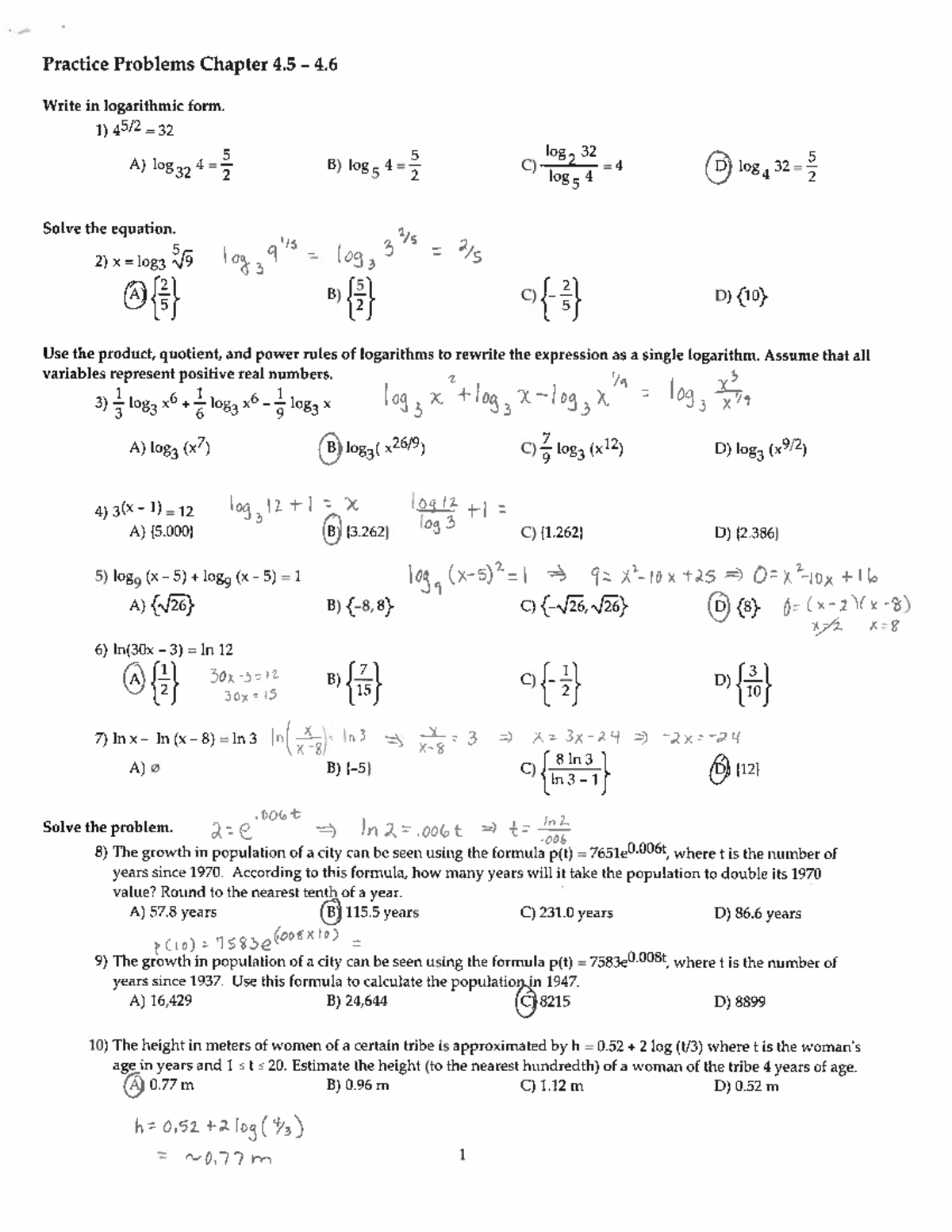 Solutions to Ch 4.5 - 4.6 Practice - MAT 171 - Studocu