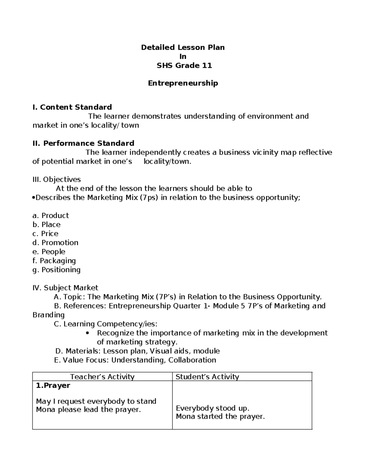 Lesson PLAN Grade 11 - Detailed Lesson Plan In SHS Grade 11 ...