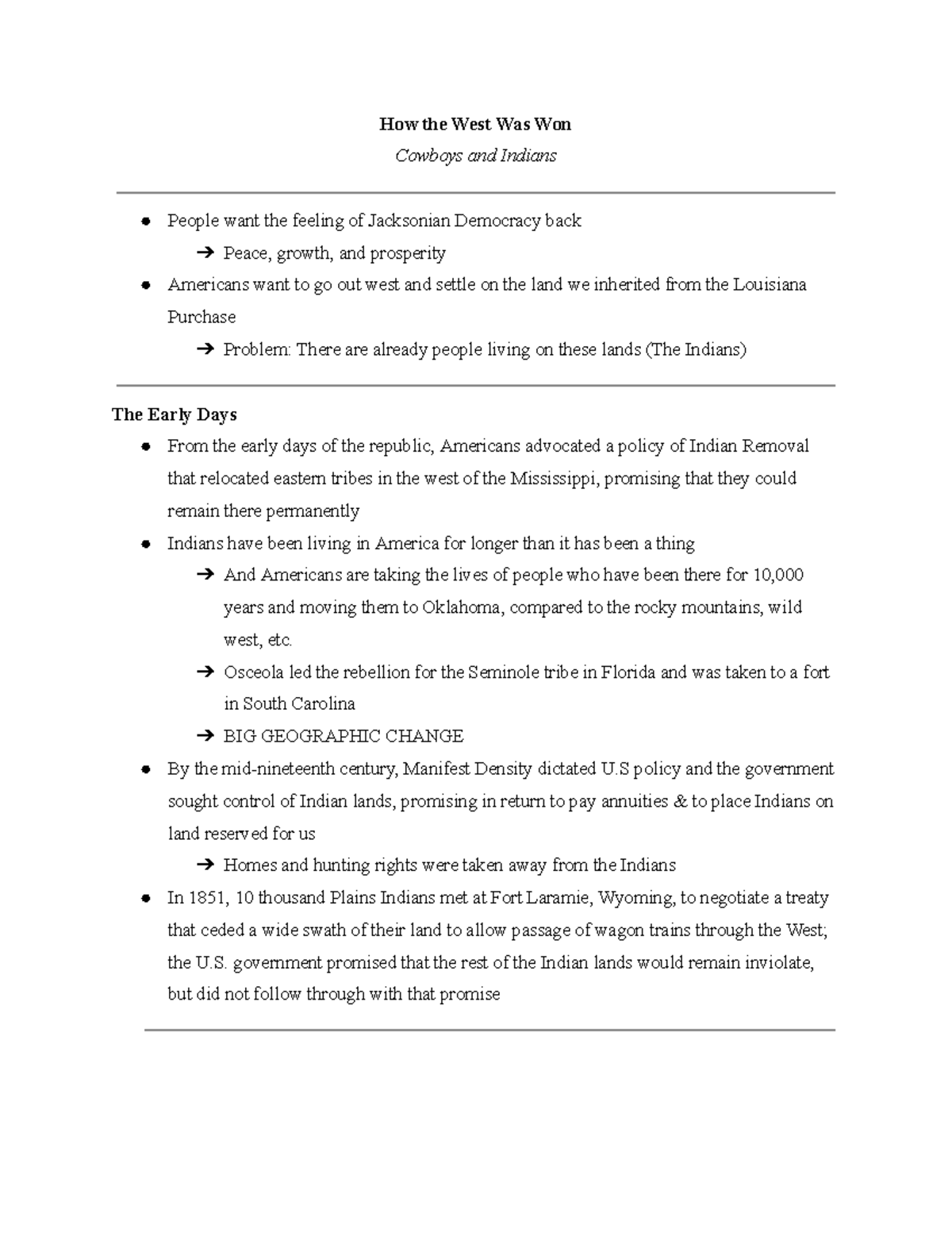 Dual History Notes Immigration - How the West Was Won Cowboys and ...