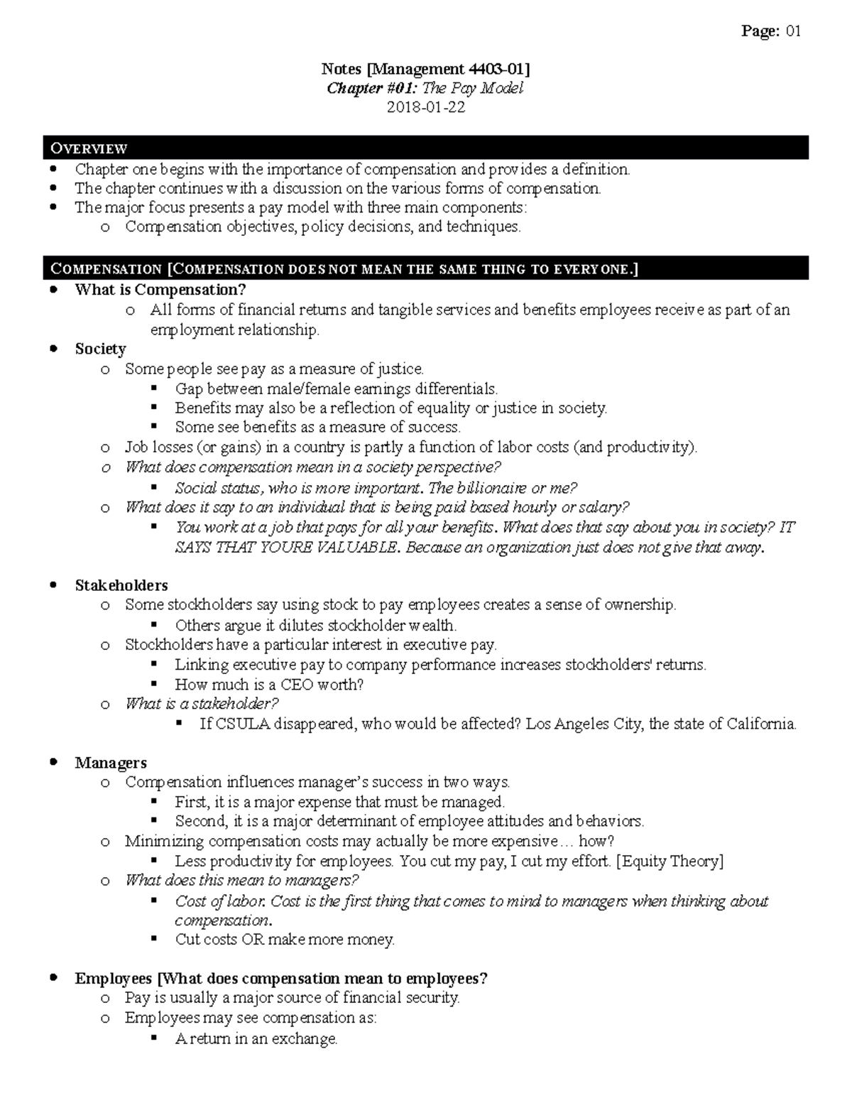 01 Chapter- The Pay Model - Page: 01 Notes [Management 4403-01] Chapter ...
