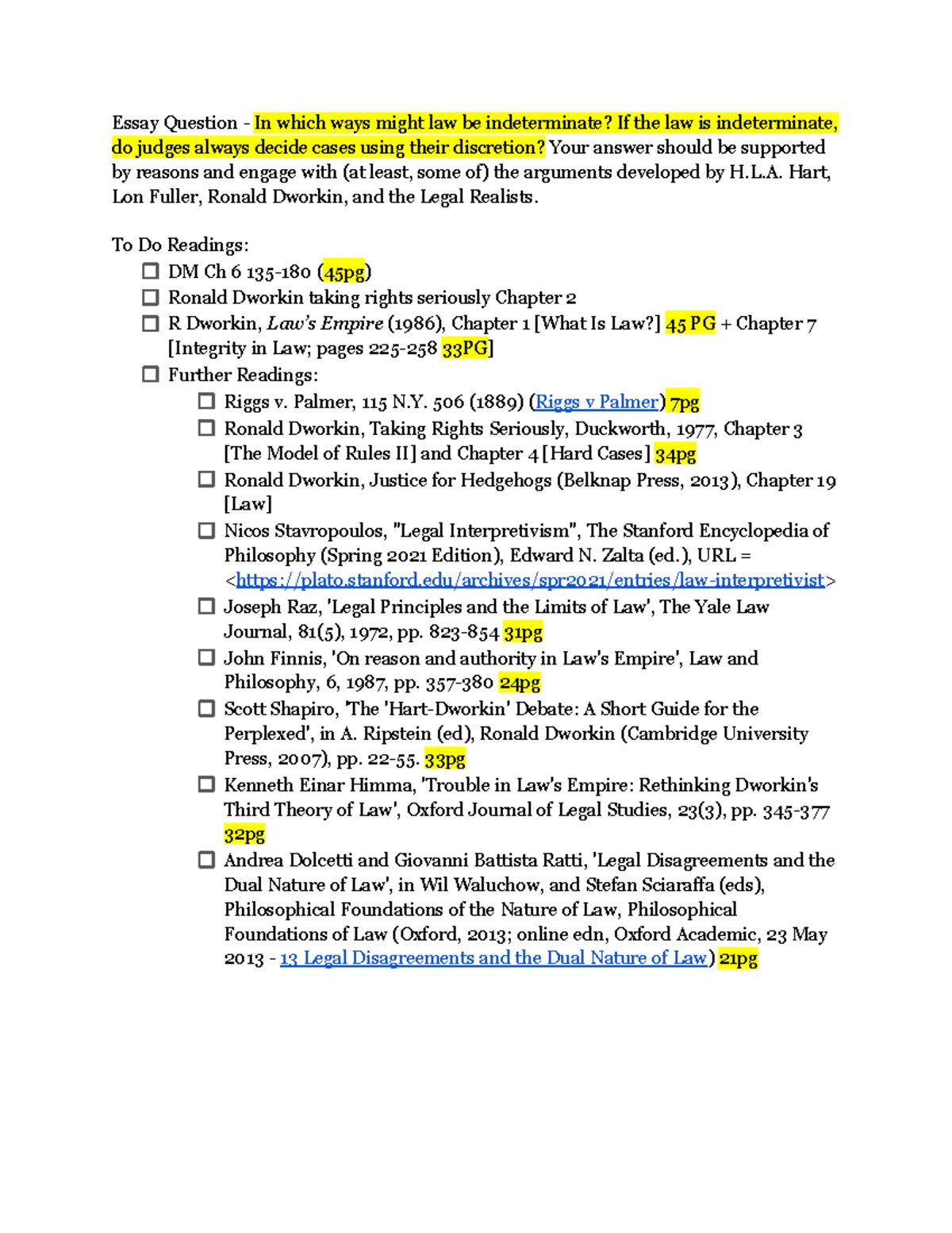 Random - Readings To Do List - Essay Question - In which ways might law ...