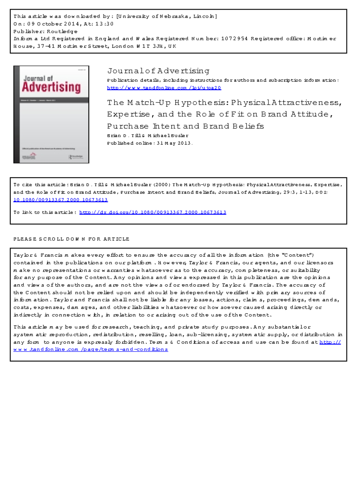 Brian D. Till & Michael Busler - ####### This article was downloaded by ...