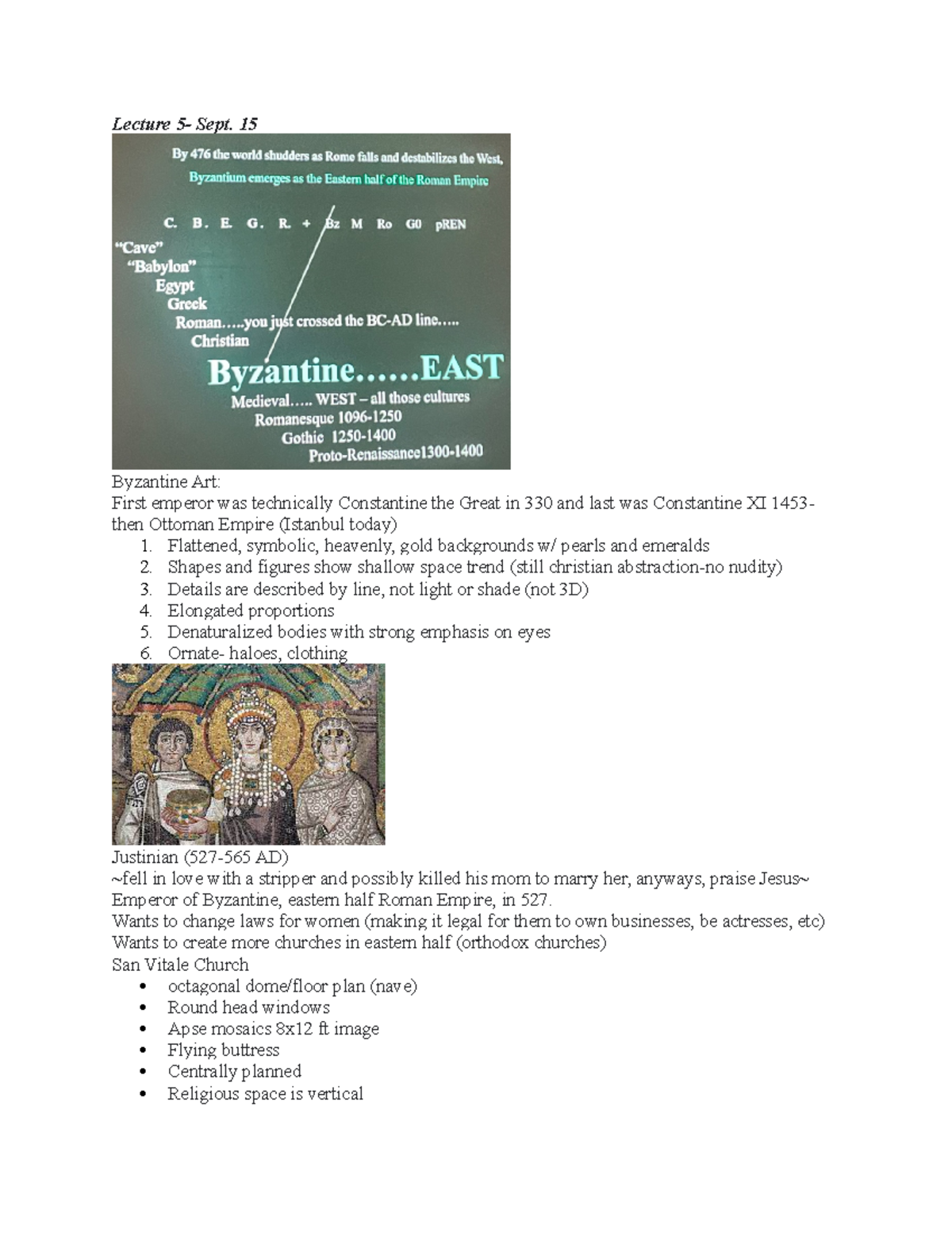 Lecture 5 and 6 - Lecture 5- Sept. 15 Byzantine Art: First emperor was ...