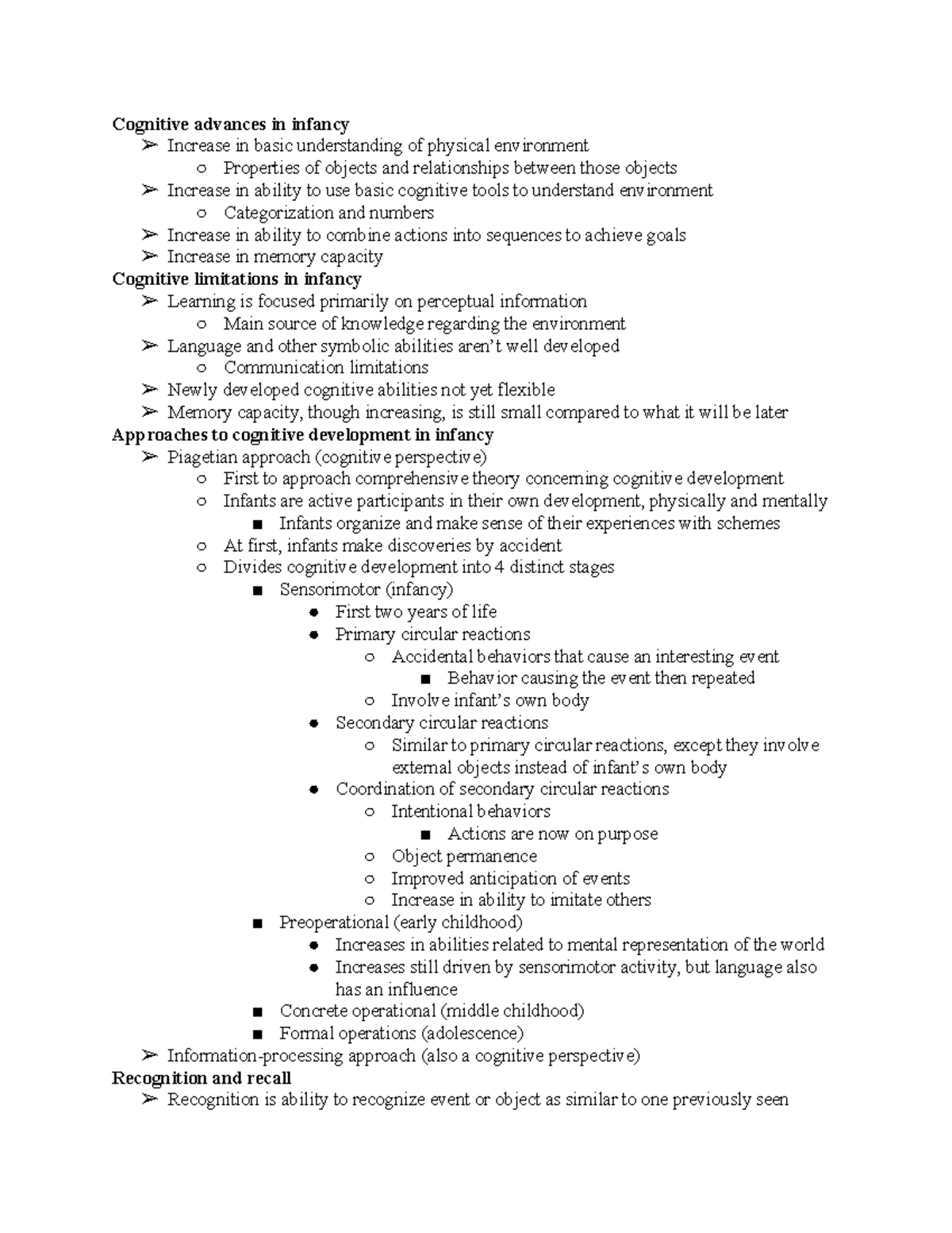 Cognitive Development Studocu