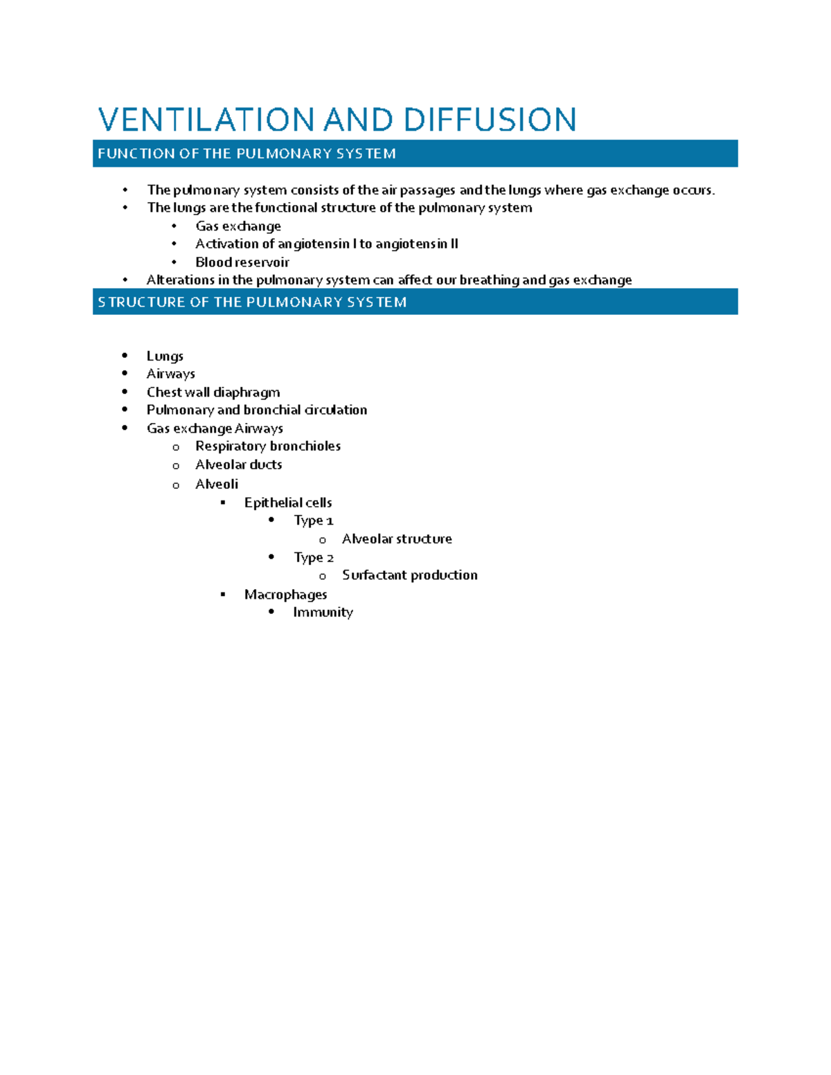Ventilation and Diffusion - VENTILATION AND DIFFUSION FUNCTION OF THE ...