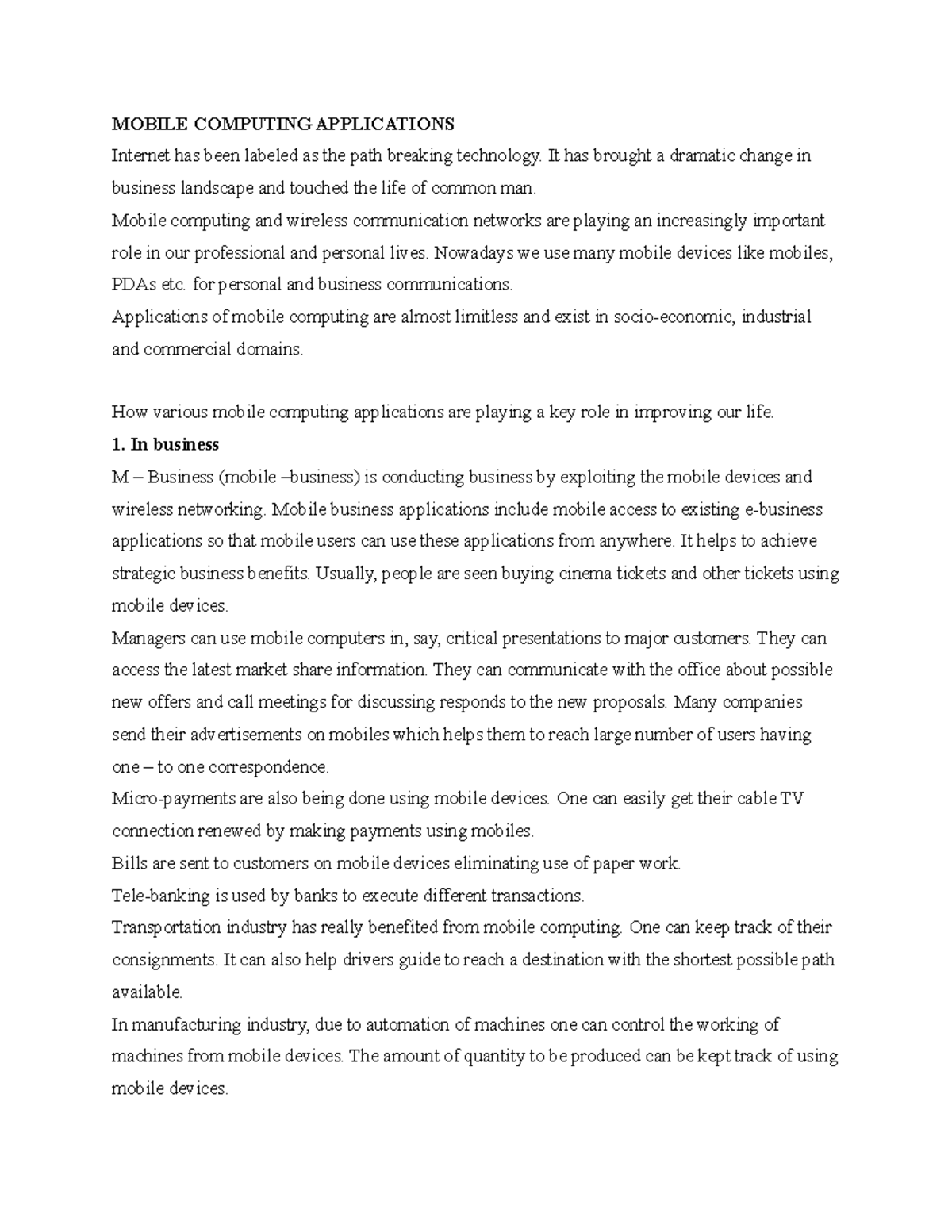 2 Mobile Computing Applications - MOBILE COMPUTING APPLICATIONS ...