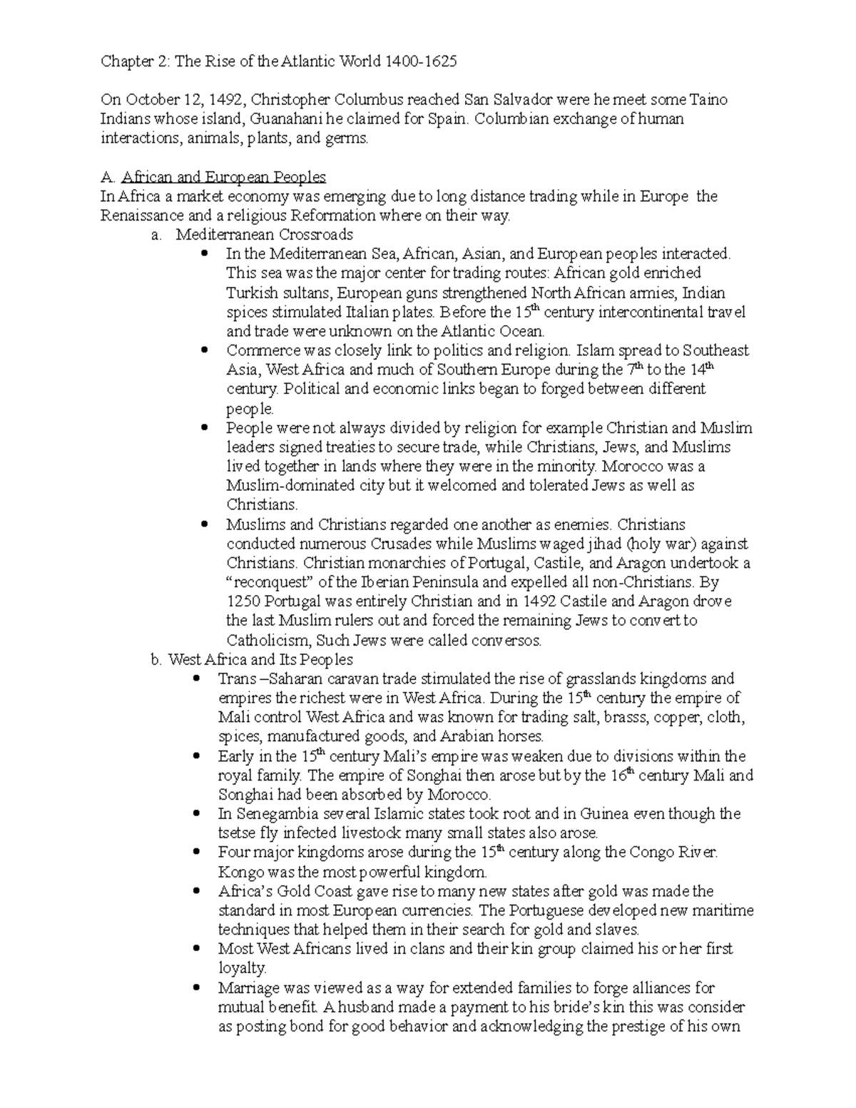 Chapter 002 Outline - ouline of ch 2 - Chapter 2: The Rise of the ...