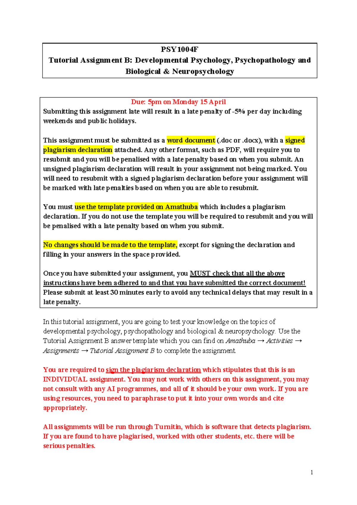 PSY1004F Tutorial Assignment B Instructions - PSY1004F Tutorial ...