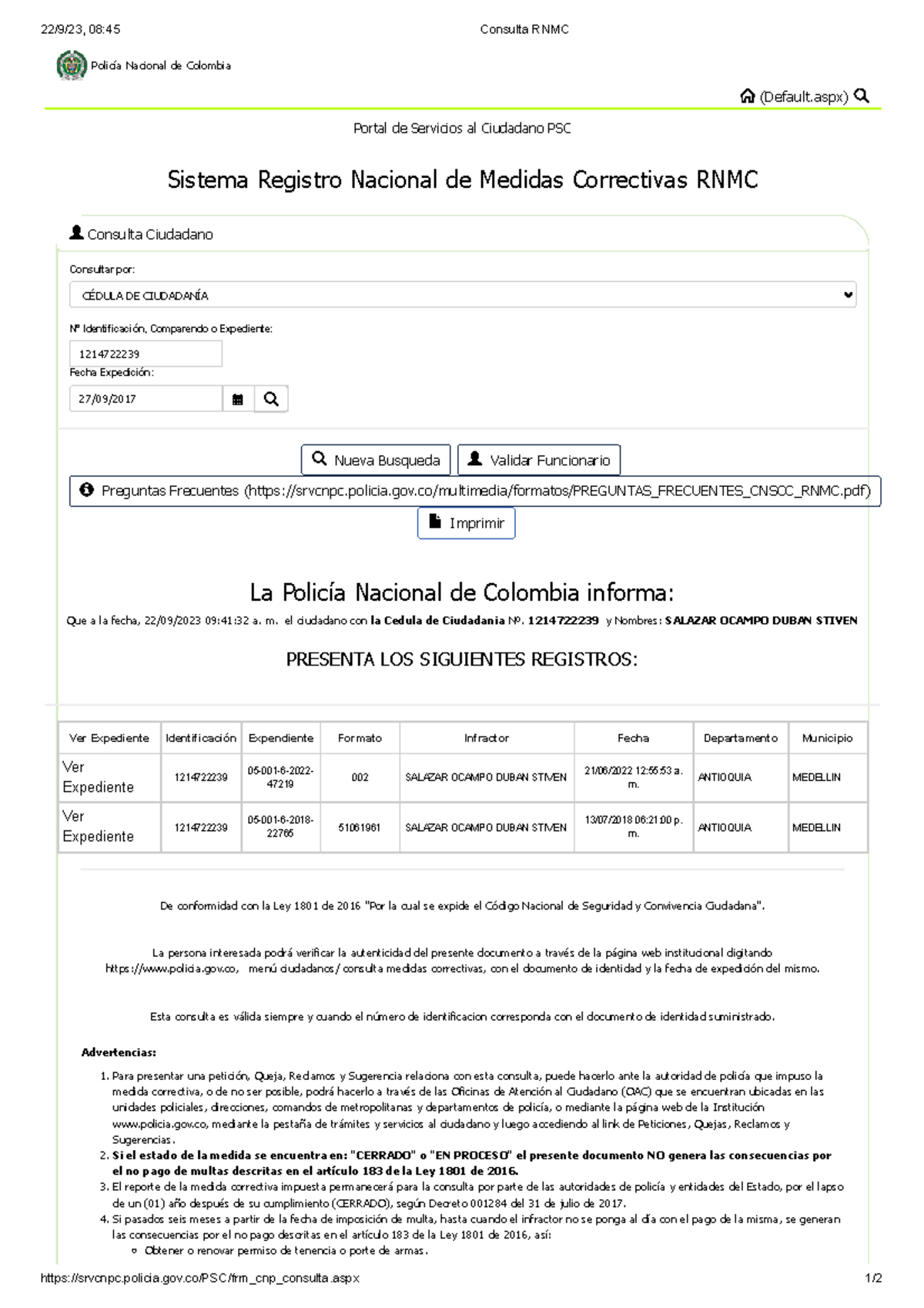 Policia - toda - 22/9/23, 08:45 Consulta RNMC srvcnpc.policia.gov/PSC ...