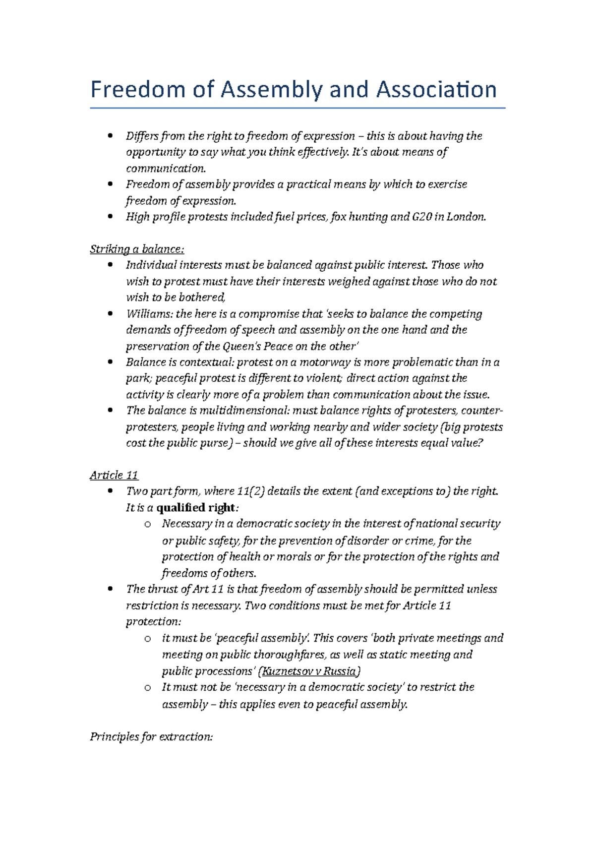 Freedom of Assembly and Association -Revision - Freedom of Assembly and ...