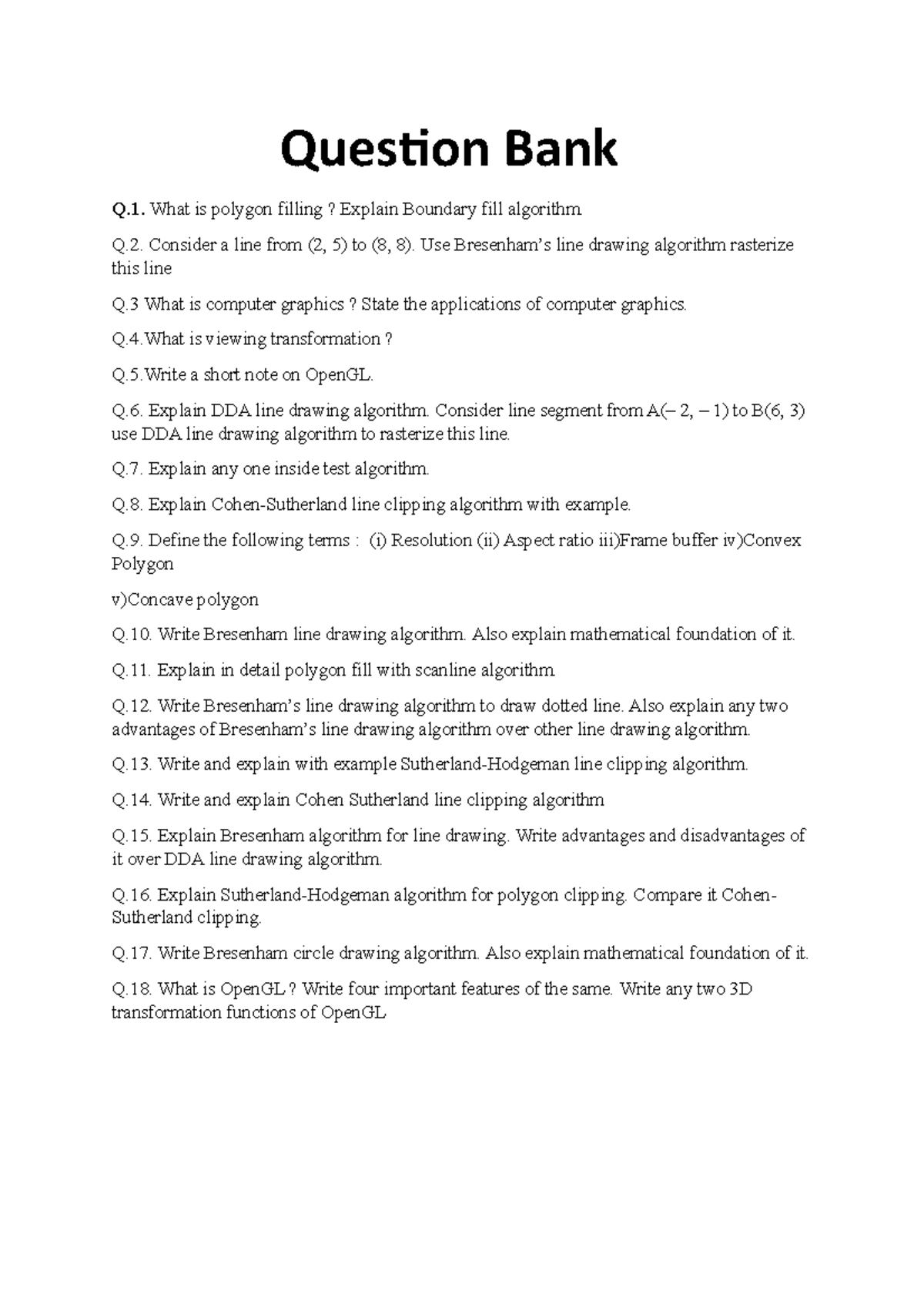 CG Question bank - CG QB - Question Bank Q. What is polygon filling ...
