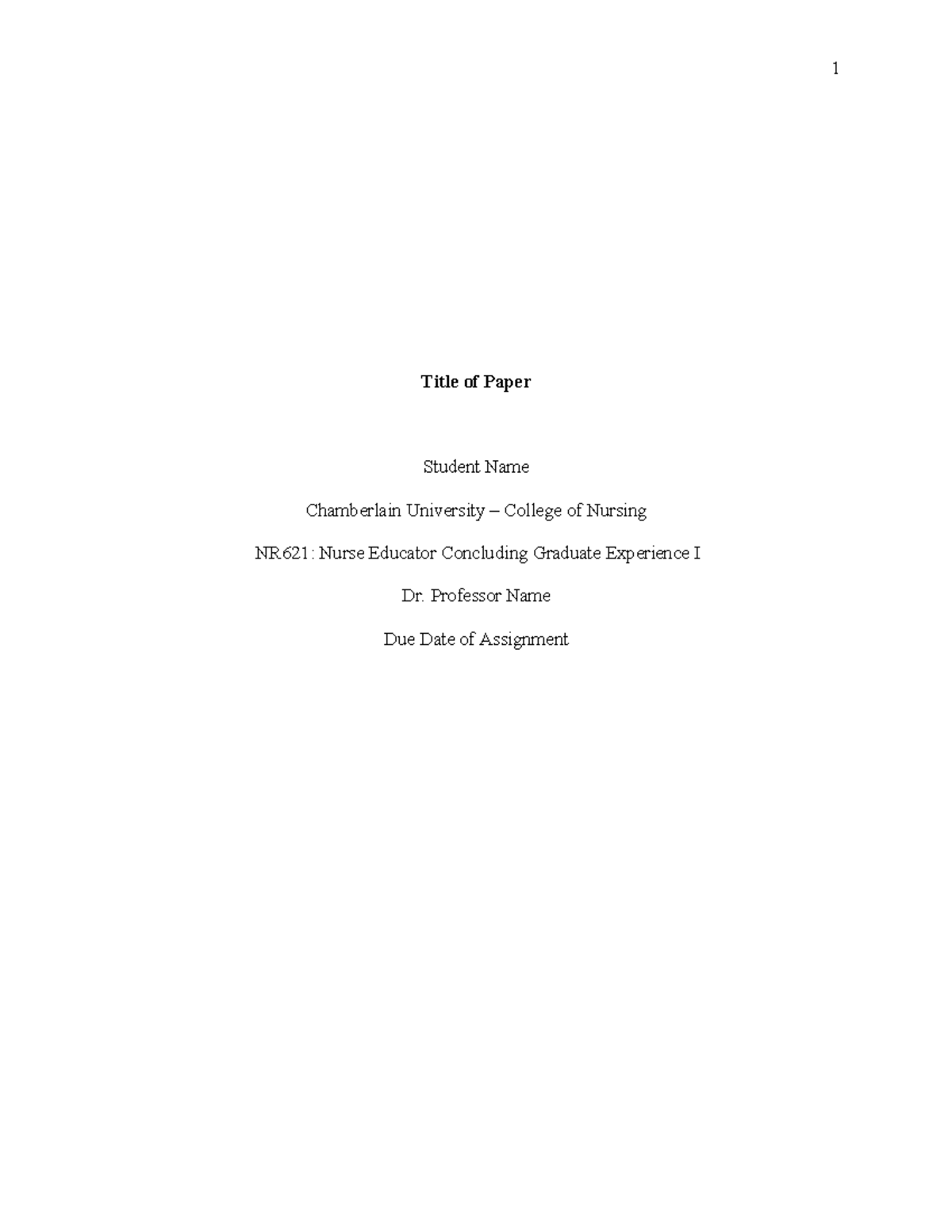 NR621 622 Education Practicum Project Paper Template 022624 - Title of ...