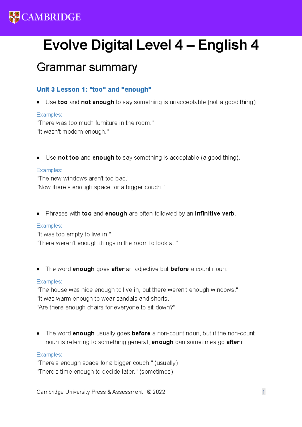 Unit 3 - E4 - Grammar - gramática - Cambridge University Press ...