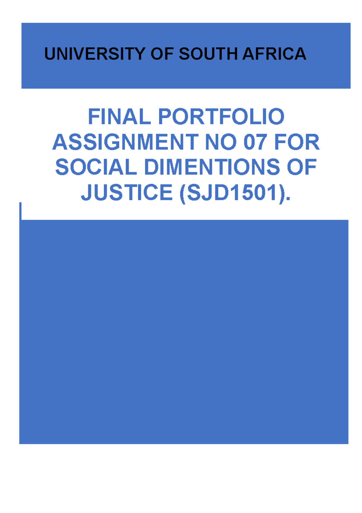 SJD1501 Final Portfolio Assignment 07 - FINAL PORTFOLIO ASSIGNMENT NO ...