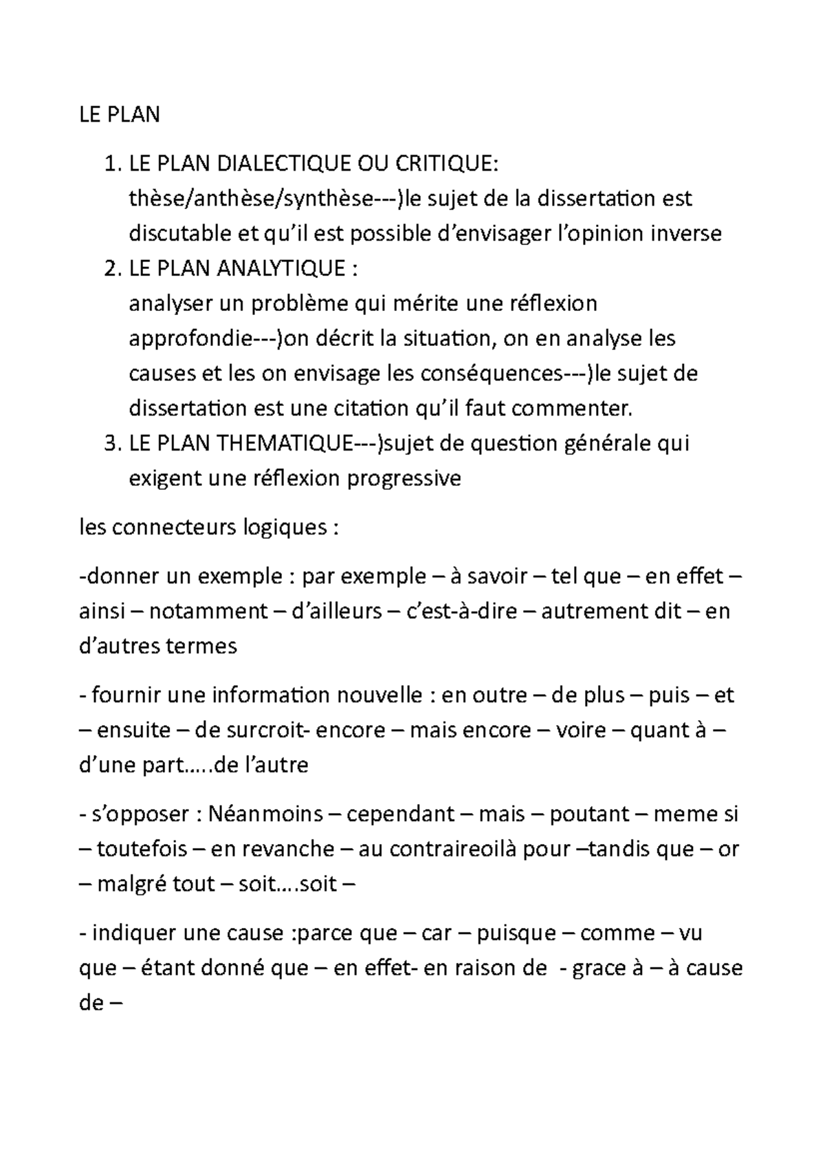 LE PLAN - Appunti 12 - LE PLAN 1. LE PLAN DIALECTIQUE OU CRITIQUE ...