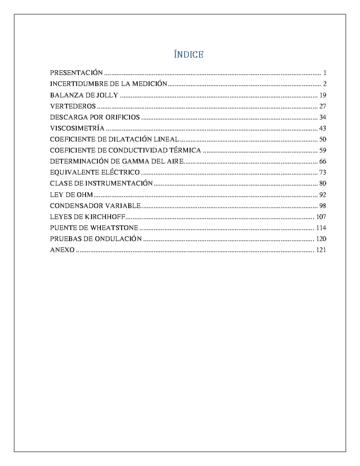 Guia de laboratorio de Fisica 102 (Febo) - ÍNDICE PRESENTACIÓN ...