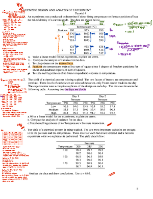 Tutorial 1 - UECM2283 DESIGN AND ANAYSIS OF EXPERIMENT Tutorial 1 1 The ...