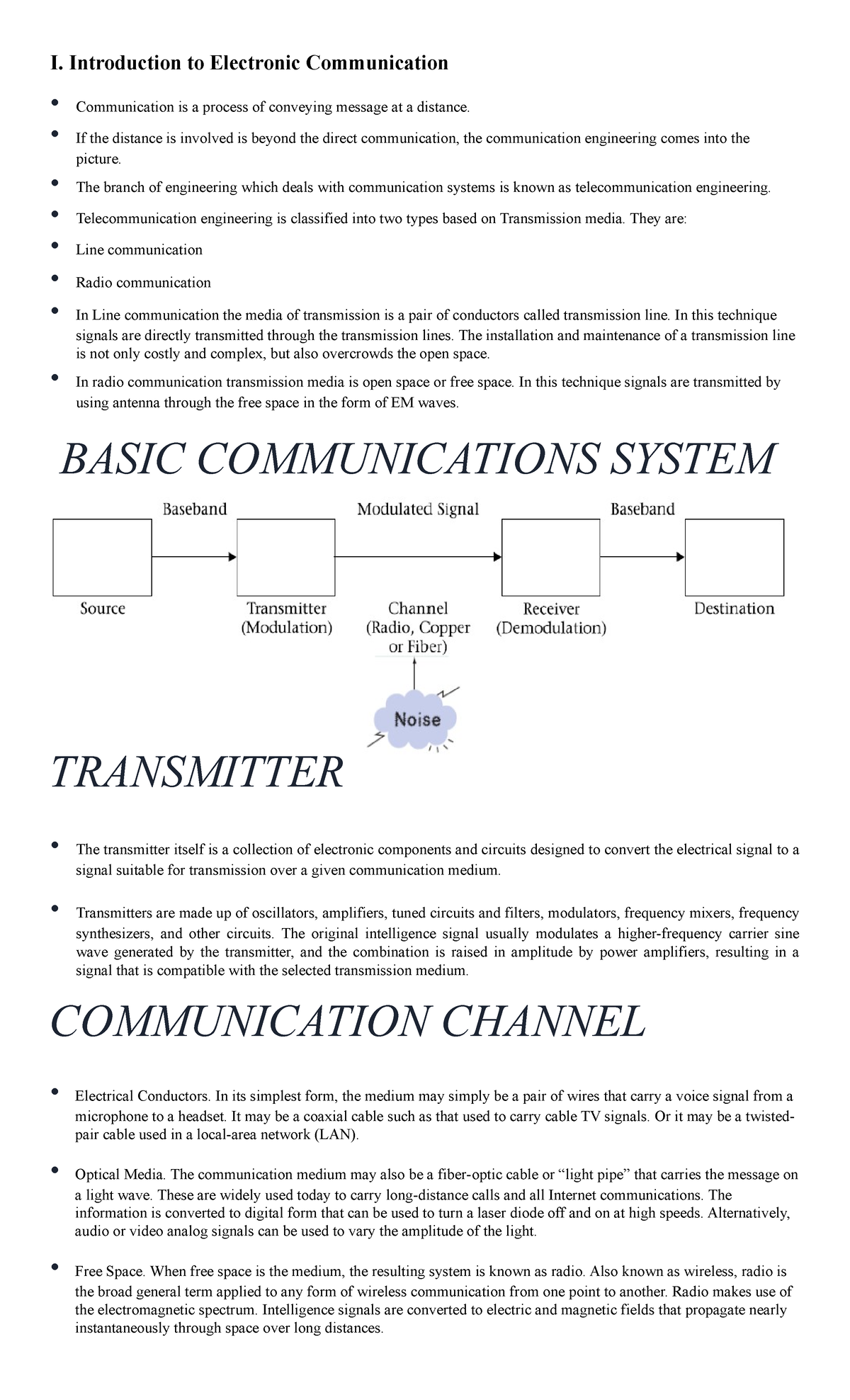 Introduction to Electronic Communication - I. Introduction to ...