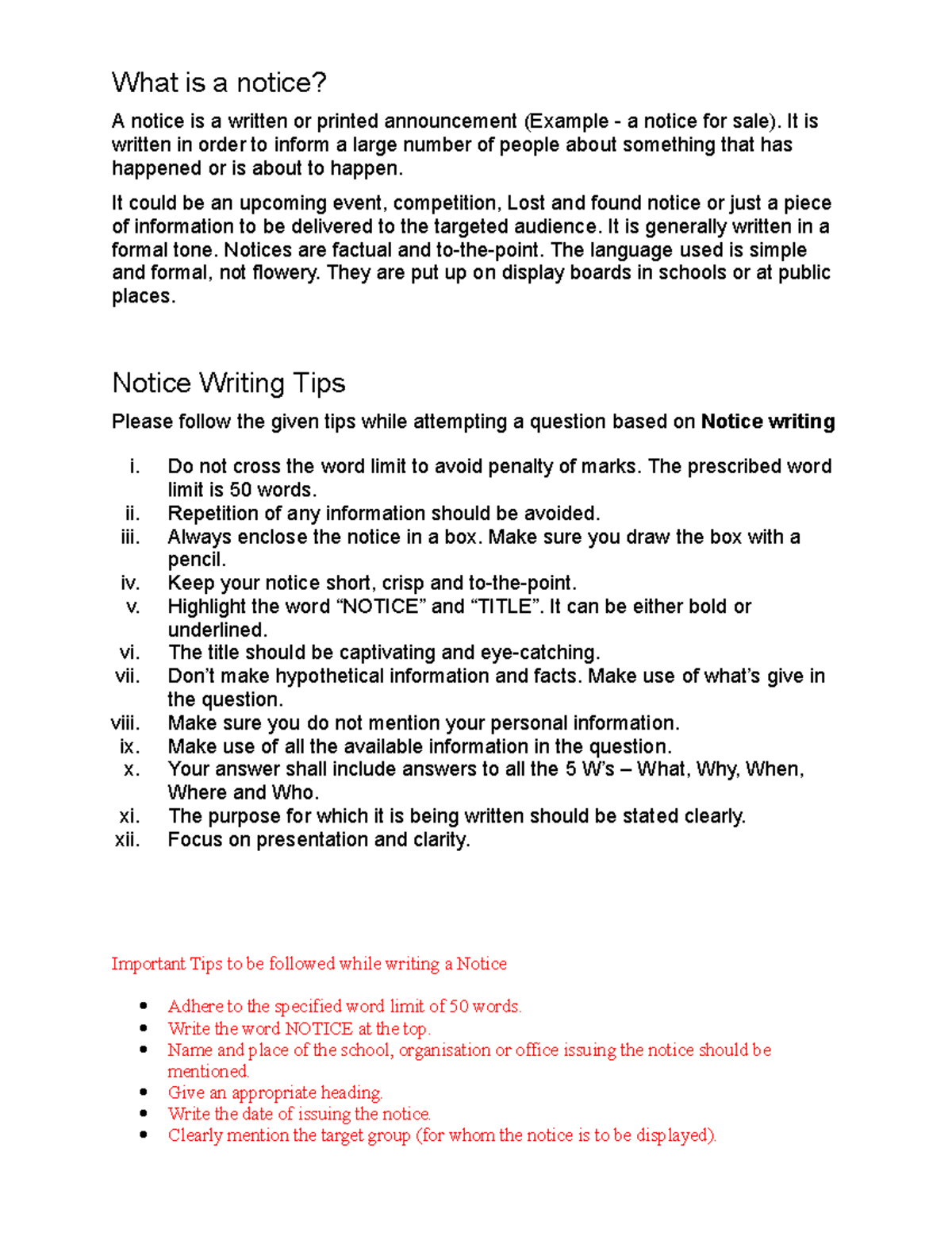 Notice Writing - What is a notice? A notice is a written or printed ...