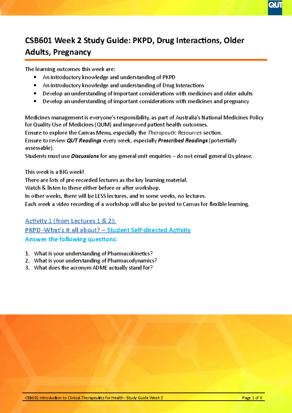 Week 2 study guide - ____________________________________________ - CSB601 Week 2 Study Guide ...