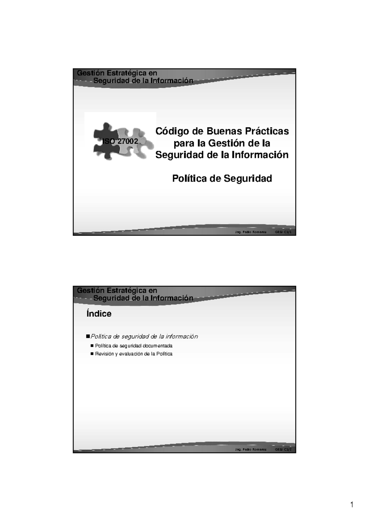 GESI-C2a-Politica de Seguridad - Seguridad de la Información ISO 27002 - Studocu
