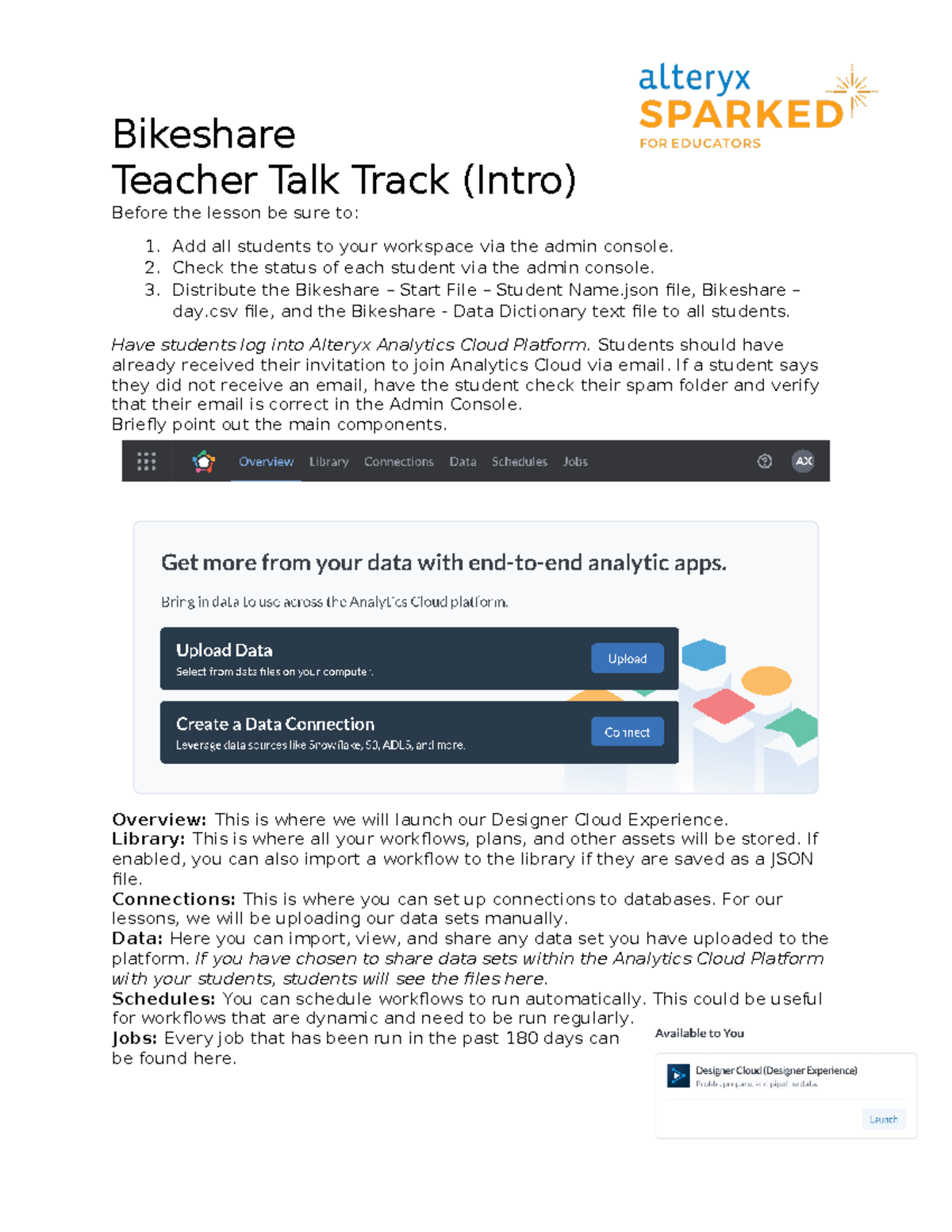 Class 1 - Bikeshare - Teacher Talk Track - Bikeshare Teacher Talk Track ...