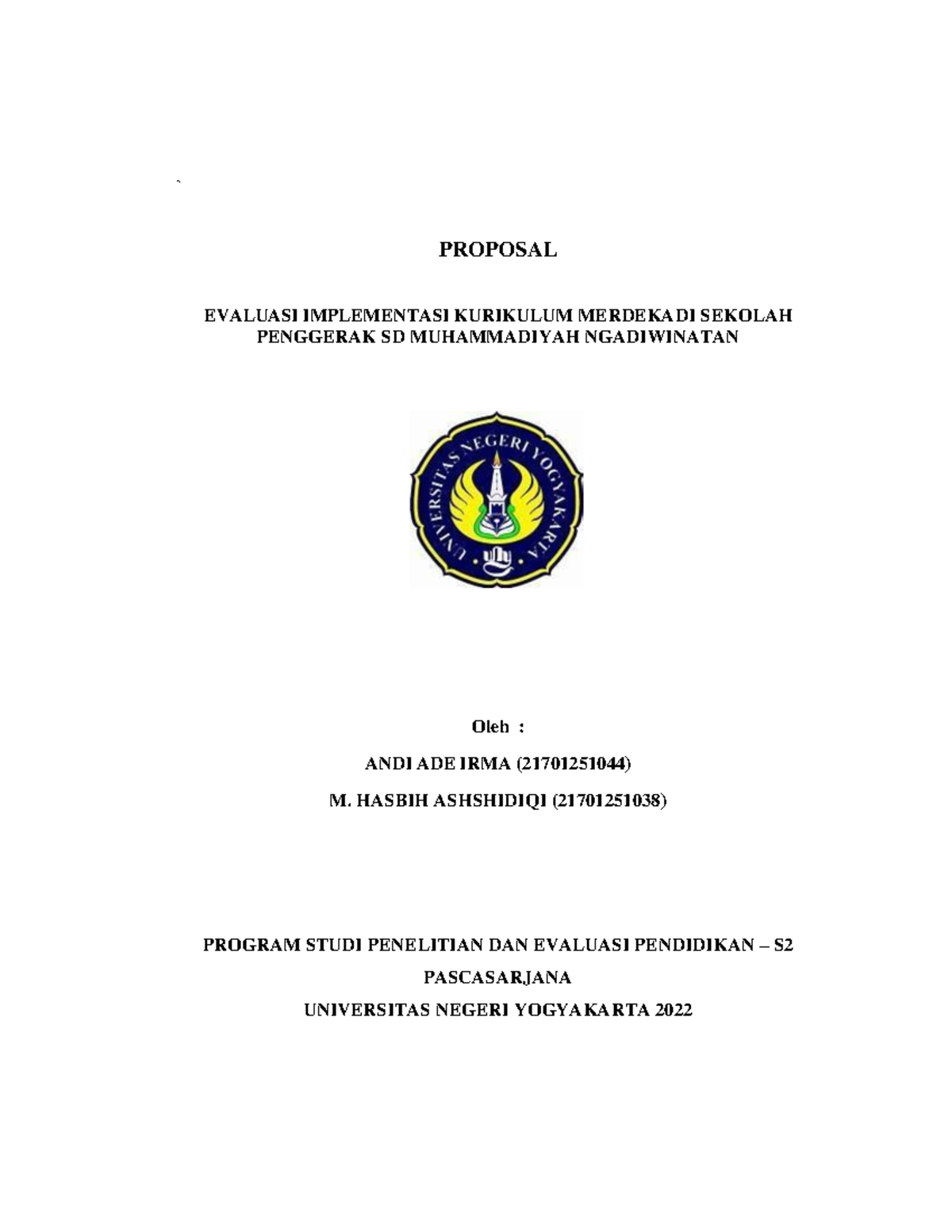 Proposal Praktik Evaluasi 221216 092058 - ` PROPOSAL EVALUASI IMPLEMENTASI KURIKULUM MERDEKADI ...